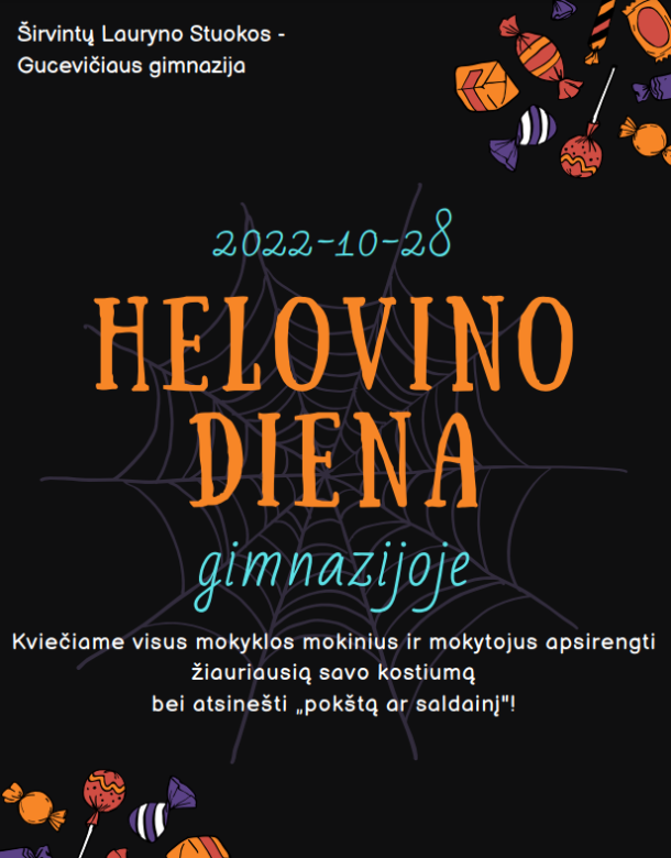 Helovino diena gimnazijoje - Širvintų Lauryno Stuokos-Gucevičiaus gimnazija